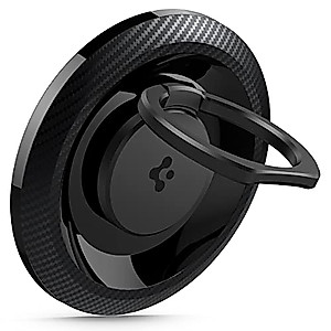 Spigen O-Mag Ring (Carbon) Magnetic Phone Holder Grip Designed for MagSafe Bundle with Spigen OneTap Ring Adapter for Mag Safe-Compatibility with EZ-Fit Kit (Carbon)