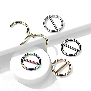 14GA Stainless Steel Dual Hinged Nipple Rings, Sold as a Pair (Gold Tone)