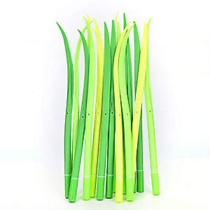 Drhob12pcs/lot Creative Cute Stationery Tiny Green Grass Gel Pen Blade Grass Potting Decoration Zakka Black Refill Gel Pen School Office Supplies