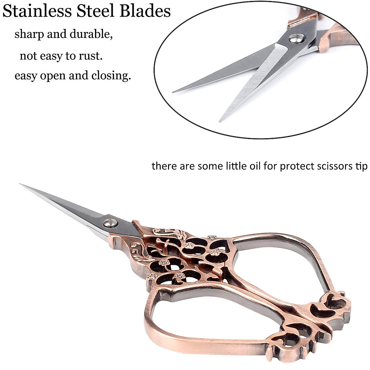 BIHRTC 4.5inch Embroidery Scissors Cross Stitch Scissors with Leather Scissors Cover Stainless Steel Sharp Pointed Tip Sewing DIY Tool for Needlework Artwork Sewing Handicraft