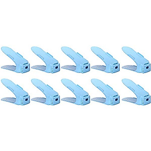 KQGO Shoe Slots Space Saver, Stackable Shoe Slot Organizer Space Saver, Easy Shoe Organizer, Shoe Storage, Blue Pack of 10