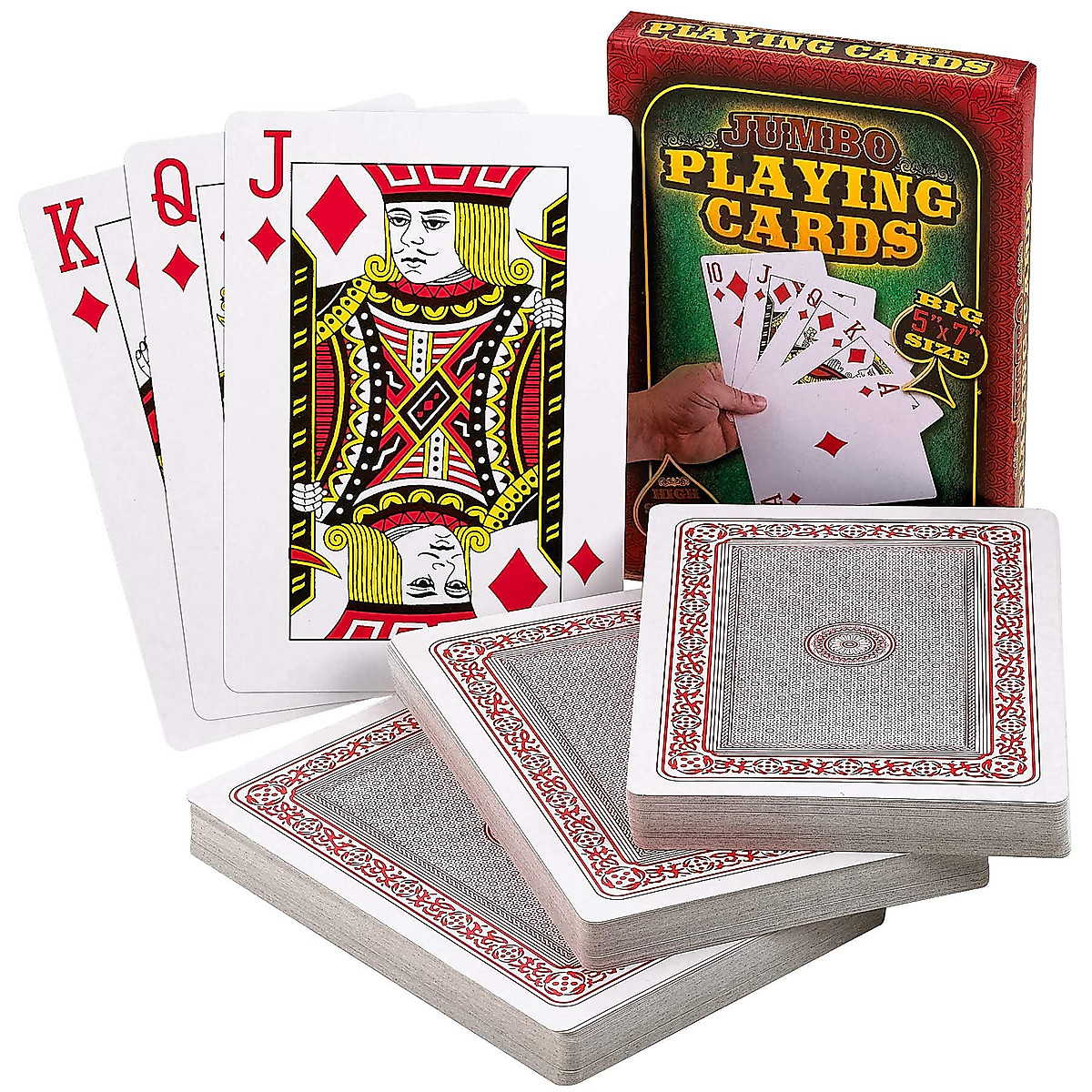 Jumbo Large Playing Cards - (3 Decks) Big 5 x 7 Inch Giant Deck of Cards Huge Playing Cards Poker Playing Cards for Casino Theme Party Decorations Game Night and Magic Supplies