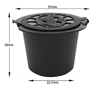 i Cafilas 6 Reusable Capsules Pods Refillable Coffee Capsule Filter Compatible Nespresso coffee machines with Coffee Spoon brush (6, Black)