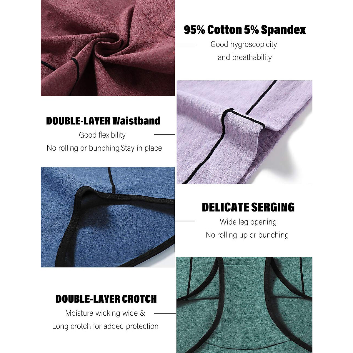 POKARLA Women's Cotton Stretch Underwear Ladies Mid Rise Briefs Panties 5-Pack Size XS