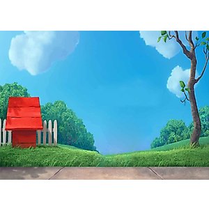 EOALOR 7(W) x5(H) FT Cartoon Red Dog House Blue Sky Photography Backdrop Birthday Children Kids Theme Background Cake Table Banner Studio Props