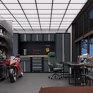 4utoHydra 9-Piece Workshop Cabinet Set w/Pegboard in Grey with Workbench - Perfect for Organizing Tools - Included Steel Cabinets Drawers Shelving Rolling Chest New