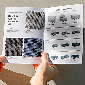 Belffin Polyester Weave Fabric Modular Sectional Sofa Swatch Kit Card,Dark Grey,Light Grey,Blue