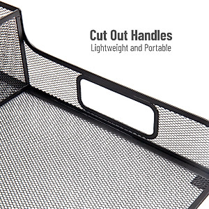 Mind Reader Utensil Napkin & Plate Holder, Silverware Organizer, Serving Tray, Metal Mesh, 11.5"L x 14.75"W x 5.5"H, Black