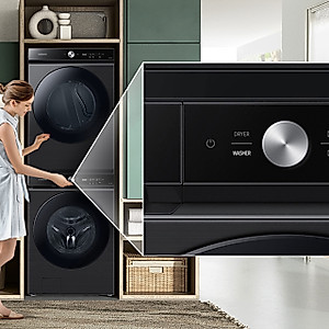 SAMSUNG Bespoke Front Load Washer Dryer Stacking and MultiControl Combo Kit, Includes Gap Cover to Fill Space Between Laundry Machines, All Parts Included, SKK-9MCV, Brushed Black