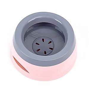 Love Dream No Spill Dog Water Bowl, No Drip Slow Water Feeder Dog Bowl No Slip Vehicle Carried Pet Water Dispenser 25 oz with Floating Disk Slow Drinking Bowl for Dogs Cats (Pink)