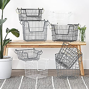 DII Metal Wire Mesh Stackable Utility Storage Bin, Small Round, 12x12x10, Cool Gray