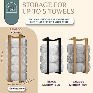 Wall Towel Rack for Rolled Towels, Bamboo Wooden Towel Racks for Bathroom Modern Wooden Towel Holder Vertical Bamboo Towel Rack Wooden Rack Guest Bath Spa Blanket Gym Mat (Natural Bamboo, Extra Large)