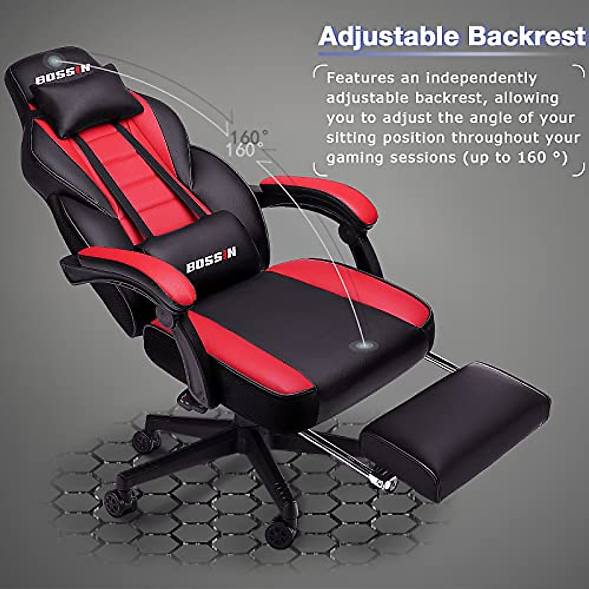 LEMBERI Video Game Chairs with footrest,Gamer Chair for Adults,Big and Tall Gaming Chair 400lb Capacity,Gaming Chairs for Teens,Racing Style Gaming Computer Chair with Headrest and Lumbar Support