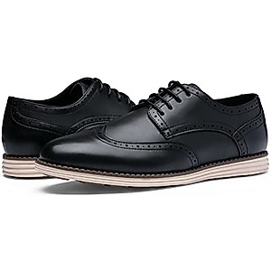 Vostey Men's Dress Shoes Black Casual Dress Shoes for Men Wingtip Oxford Shoes Business Dress Shoes (BMY617A Black 10.5)