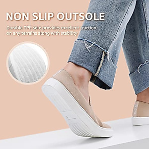STQ Slip on Sneakers for Women Comfortable Loafers Breathable Knit Casual Tennis Skate Shoes Sand 7 US