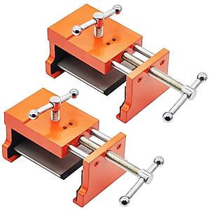 Cabinet Clamps, Cabinet Installation Clamps, Face Frame Clamps for Installing Cabinets, Cabinetry Clamps with Two Adjustable Side Screws and Alignment Plate, 2-Pack, Orange