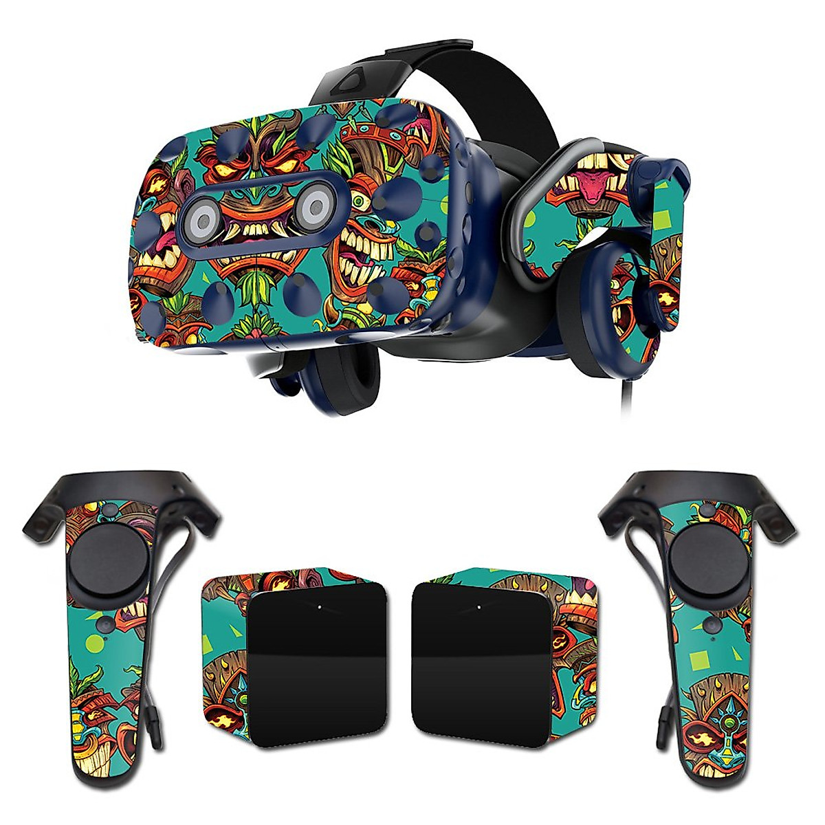 MightySkins Skin Compatible with HTC Vive Pro VR Headset - Crazy Tikis | Protective, Durable, and Unique Vinyl Decal wrap Cover | Easy to Apply, Remove, and Change Styles | Made in The USA