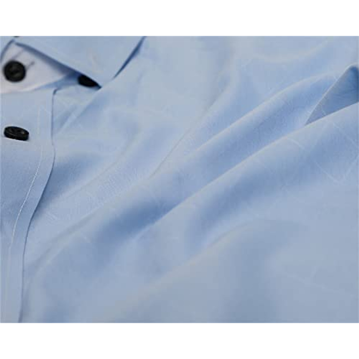 Men Business Long Sleeve Dress Shirt Stylish Slim Fit Button Up Shirts Lightweight Printed Turn-Down Collar Shirt (Light Blue,X-Large)