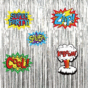 Action Signs Cutouts 12PCS Words and Cityscape Cut-Outs for Party Decoration