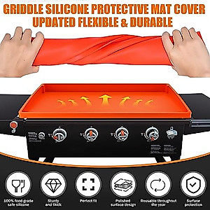 likjhbn 36 inch Griddle Cover for Blackstone, Silicone Grill Mat Blackstone Accessories Full Wrap-Around Protective Top Cooking Surface Protector Outdoor-Orange GJD-36-C