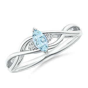 Carillon 925 Sterling Silver 0.30 Ctw Marquise Aquamarine Gemstone Women Stacking Ring GIFT FOR HER (Sterling Silver, 12)