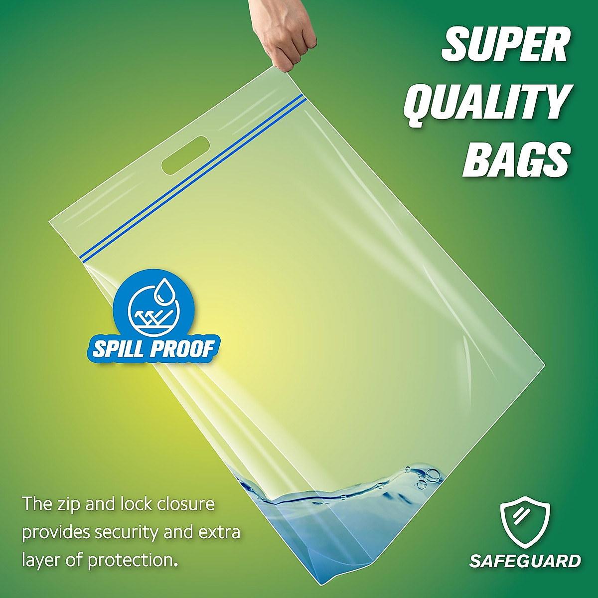 HIBAG 25 Gallon Jumbo Storage Bags, 35” x 24” Resealable Clear Bags with Handle, Extra Large XL Heavy Duty for Clothes Pillow Travel Moving, Pack of 10