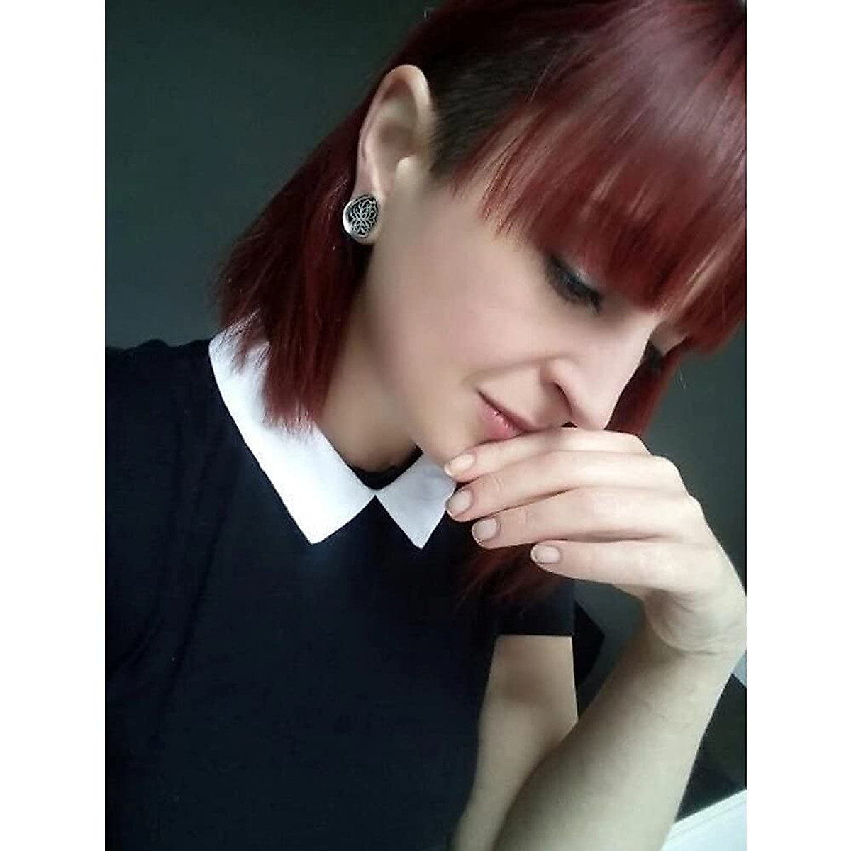 LADEMAYH 2 PCS Teardrop Double Flared Ear Plugs Tunnels Gauges For Women Stretched Silver Stainless Steel Ear Hangers Lightweight Body Piercing Jewelry Gauge: 00g(10mm)