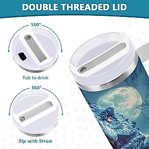 Slewiaeky Tumbler with Handle 40 oz Beast Dinosaur Horror T Rex Travel Mug with Lid and Straw Stainless Steel Vacuum Insulated Water Bottle Cup for Iced Tea Coffee Cold Beverages Cup Holder Friendly