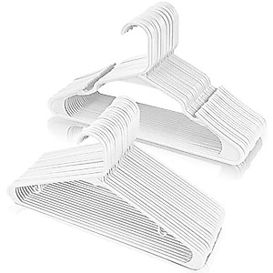 Utopia Home Plastic Hangers 100 Pack - Hangers 50 Pack with Shoulder Grooves & Hangers 50 Pack with Hooks - White Clothes Hangers