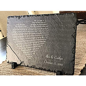 Sassy Squirrel Ink Handcrafted and Personalized Wedding Gift Slate Plaque - Custom Wedding Anniversary Present with Song Title Lyrics Artist - Wedding Vows Ideal for Him Her Couples Husband Wife Girlfriend Boyfriend Valentines Gift Present (16"x10")