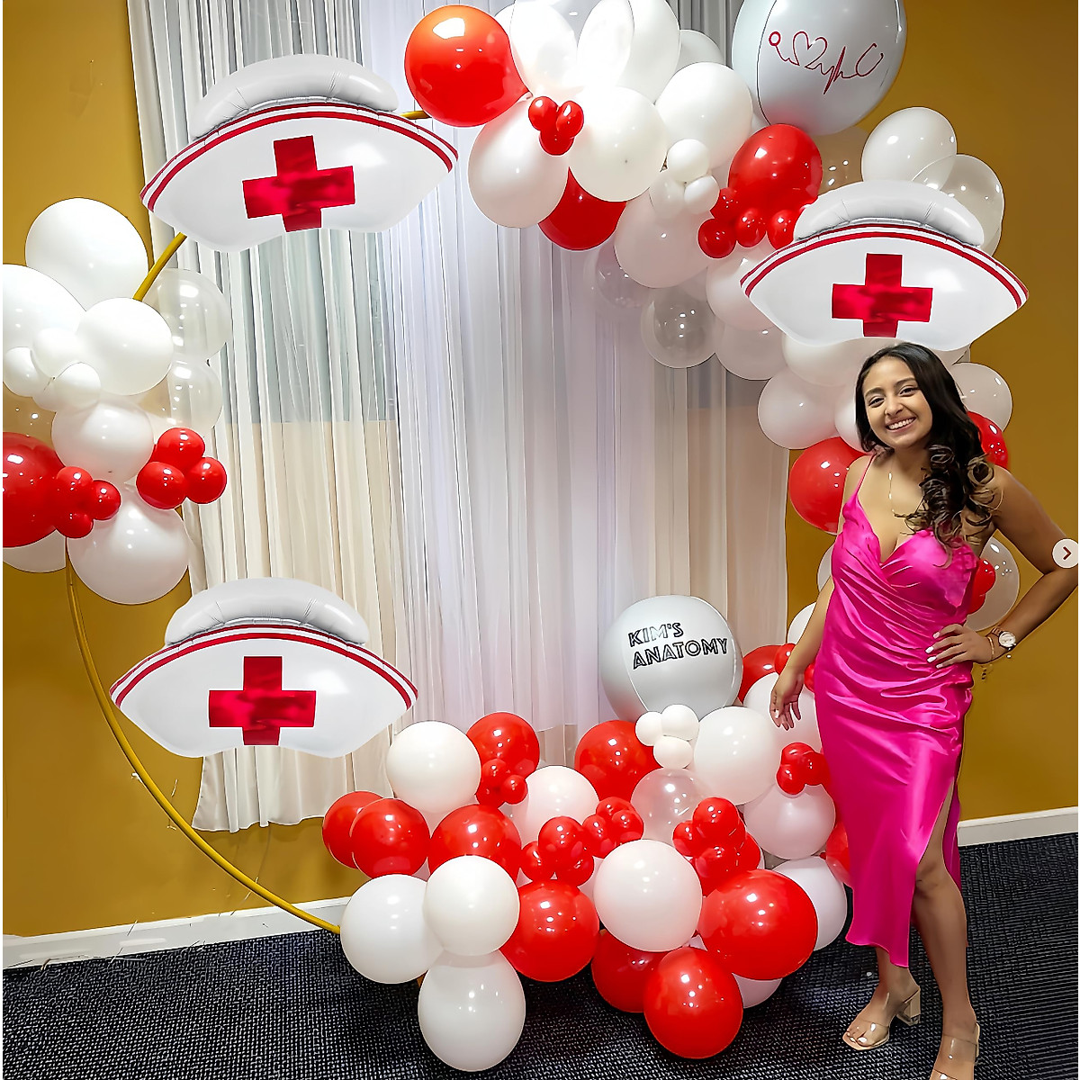 CYMYLAR Nurse Cap Balloons/Nurse Party Decorations/Nurse Graduation Decorations/Nursing Graduation Party Supplies/Nursing School Graduation Party Decorations/Nurse Balloons (White 2 PCS)