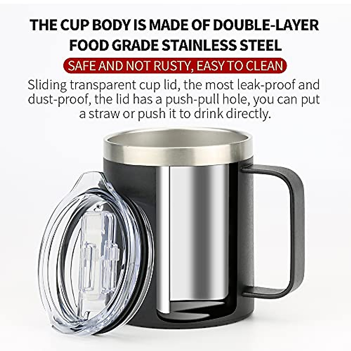 TIGPOW Coffee Cup Warmer with Mug set,Double-layer 18/8 Stainless Steel Heated Mug,Wireless Charging Function,Self Heating Coffee Mug for Office Desks, and Home (Black 12oz)