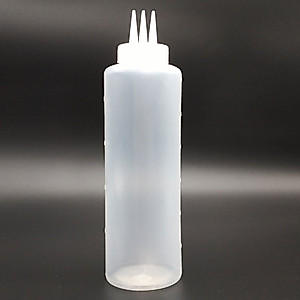 3 Hole Sauce Condiment Bottles Squeeze Dispenser Ketchup Salad Cruet Bin Oil Vinegar Bottle Kitchen Accessory (White 14oz - 400ml)