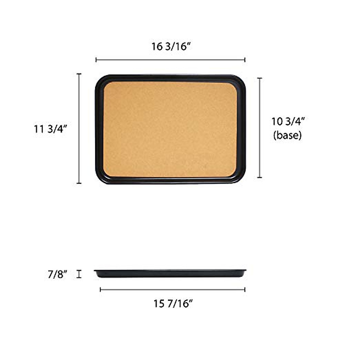 Restaurant Essentials 16” x 12” rectangular slip resistant tray w/cork, black, comes in each