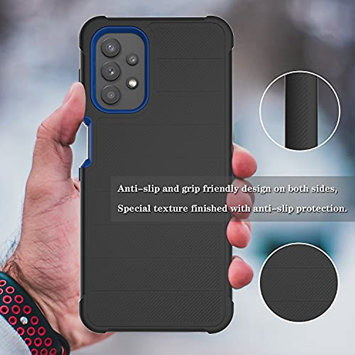 Leptech for Galaxy A32 5G Case with Soft TPU Screen Protector, [Holster Series] Full Body Heavy Duty Armor Protective Phone Cover with Kickstand Belt Clip Case for Samsung Galaxy A32 5G 6.5" (Black)