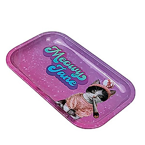 Smoke Cargo Metal Rolling Tray - Medium - 7" x 11" (Meowy)