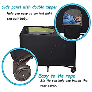 Crib Tent Cover Stretchy Blackout Tent for Pack N Play, Breathable Baby Netting Cover/Tent for Portable Playard to Sleeping or Play (Black)