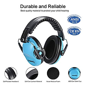 CHAMPS Kids Ear Muffs Earmuff Noise Protection Reduction Headphones for Toddlers Kid Children Teen NRR 25dB Safety Hearing Ear Muff Shooting Range Hunting Season [Blue]
