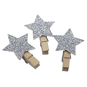 Mybbshower 1.5 inch Silver Glitter Adhesive Star Favors Stickers for New Year Star Decorations Envelope Seals Pack of 150