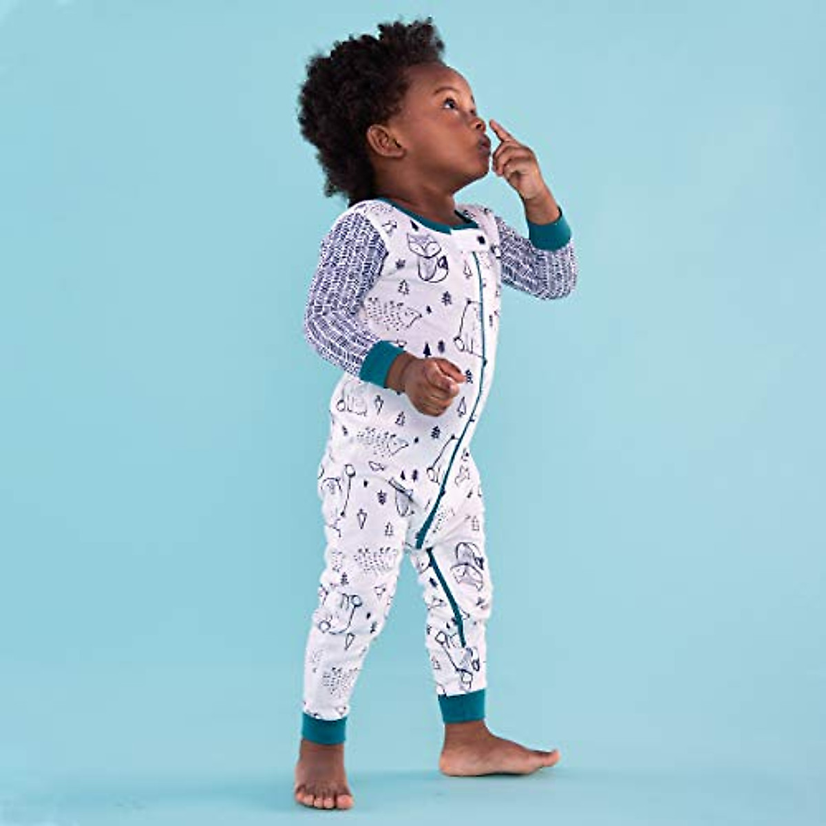 Lamaze Boys' Super Combed Natural Cotton Footless Stretchie One Piece Sleepwear, Baby and Toddler, Zipper, 1 Pack, White & Green Bears, 18 Months