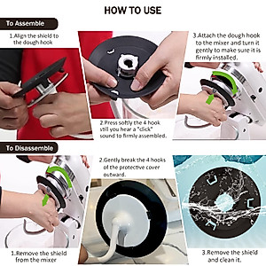 Dough Hook Shield for kitchen Mixer, Accessories and Attachments for Kitchen Stand Mixers, Make Your Bowl Lift Mixer Mix Without The Mess, Mixer Bowl Cover Lid Only for Kitchen Aid C Shape Hooks