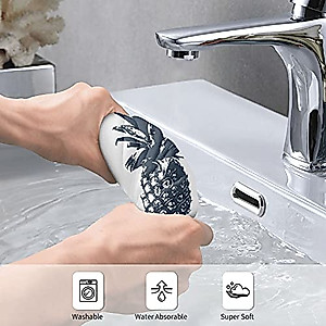 Dark Blue Pineapple Hand Towel Watercolor Summer Fruit Face Towel Soft Fingertip Graphic Hand Towels for Bathroom Kitchen Hotel Yoga & Gym 27.5 X 15.7'