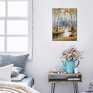 HKDGOKA Wall Art for Bedroom - Rustic Forest Landscape Pictures Canvas Wall Decor - Beautiful Piece Paintings Ready to Hang for Bathroom Living Room Kitchen Home Decor 11x15 Inch