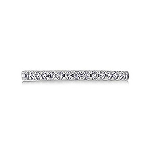 Amazon Essentials Platinum-Plated Sterling Silver Infinite Elements Cubic Zirconia Clear Round Cut Eternity Band Ring, Size 7, (previously Amazon Collection)