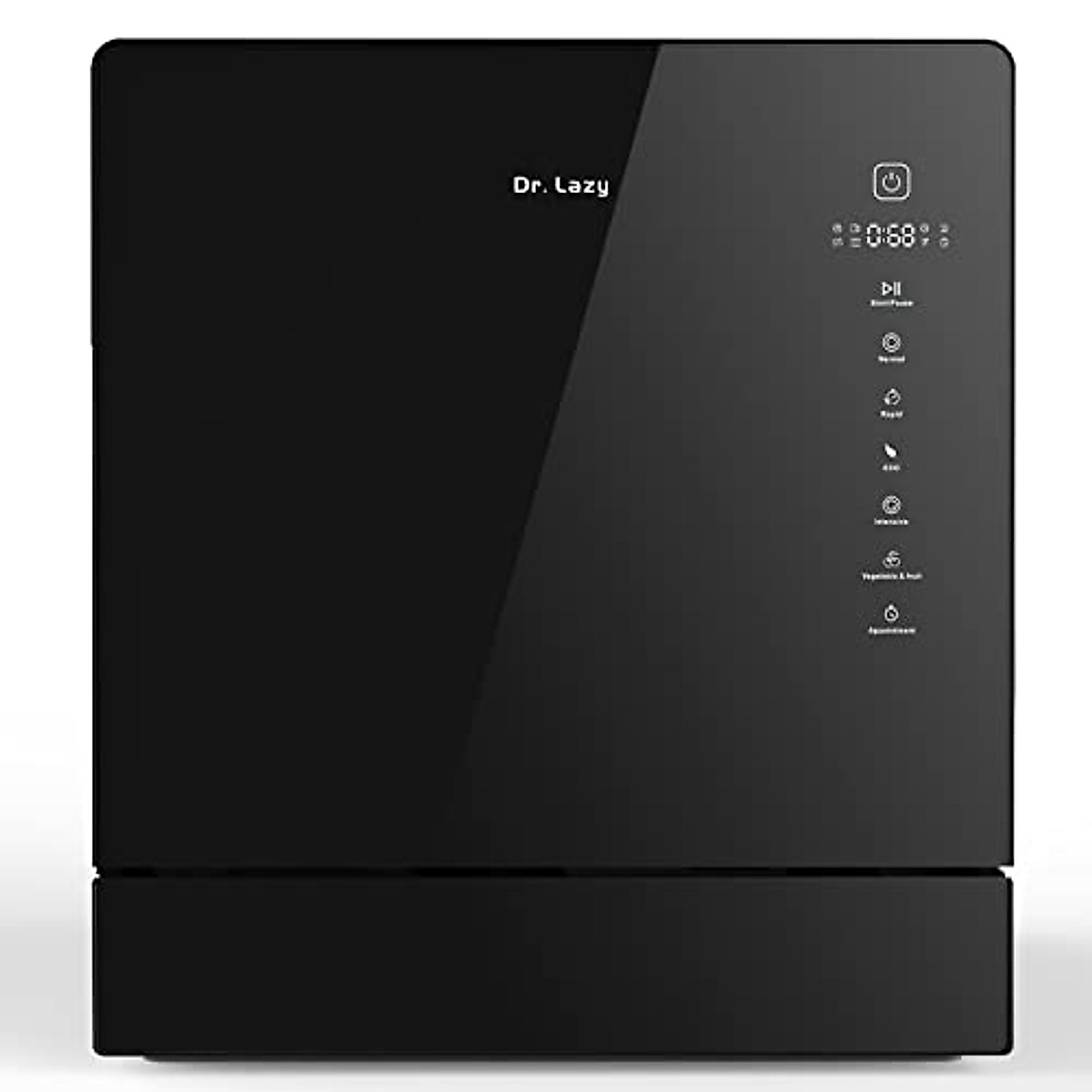 Dr. Lazy Countertop Dishwasher, Portable Dishwasher with 4 Place Settings, 5 Washing Programs, Hot Air Drying & Storage, Compact Dish washer for Dorm, RV& Apartment