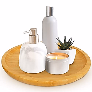 Bathroom Vanity Tray, Bamboo Vanity Tray, Waterproof and Sturdy Round Vanity Trays for Bathroom, Multifunctional Decorative Trays, Versatile to Use in The Kitchen, Bedroom, or Living Room
