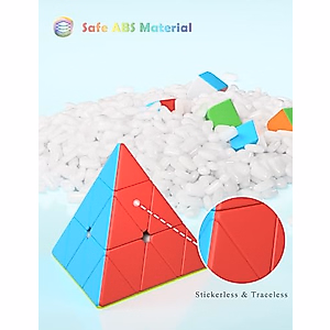 ROXENDA Speed Cube Set, Magic Cube Set of 2x2x2 3x3x3 Pyramid Cube Smooth Puzzle Cube (Stickerless)