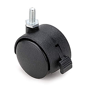 Skelang 4 Pcs 1.5" Nylon Plastic Swivel Stem Casters Wheel with Brakes, Stem Diameter 1/4” for Office Chair, Game Chair, Kitchen Shelf