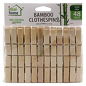 96 pcs Clothespins Bamboo Laundry Clothes Pins Spring Clamps