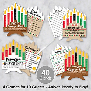 Big Dot of Happiness Happy Kwanzaa - 4 African Heritage Holiday Games - 10 Cards Each - Gamerific Bundle